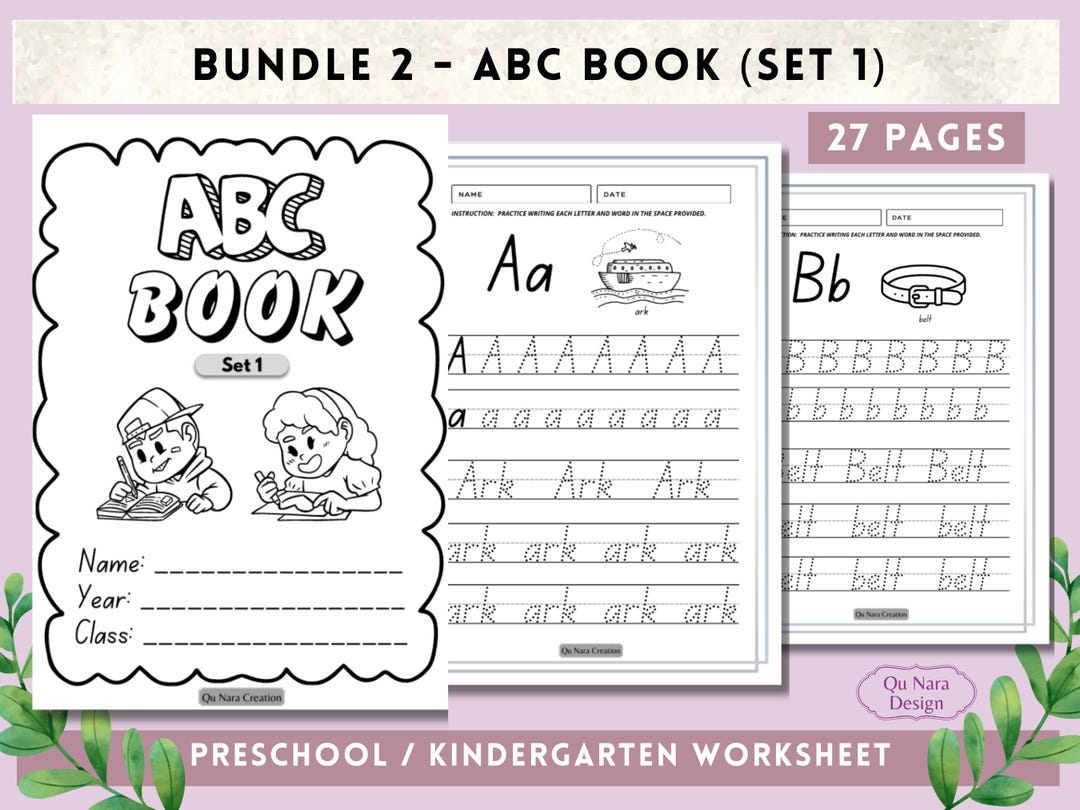 BUNDLE 2 : ABC Book (set 1) - Printable Kindergarten Preschool ...
