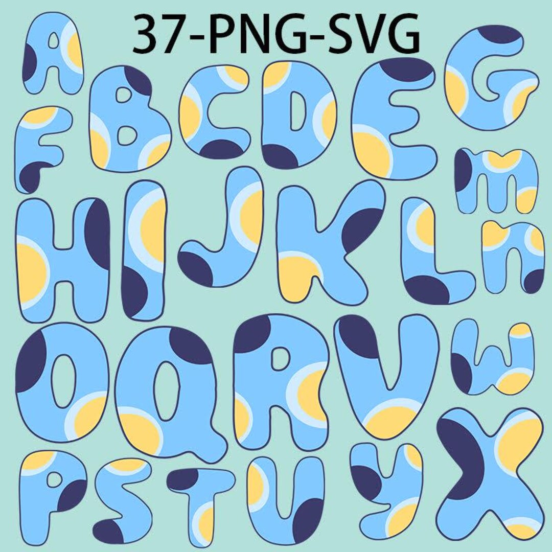 Cute Blue Dog Letter PNG Blue Dog Number SVG Image - Etsy