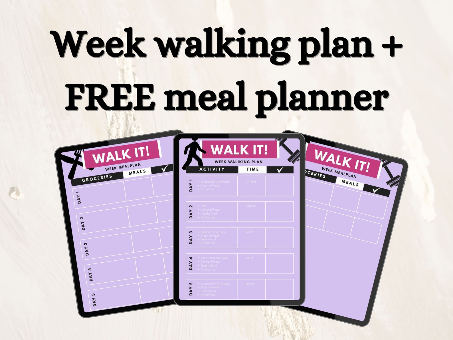 Week Walking Plan + FREE Meal Planner, Weightloss, Walkingplan ...