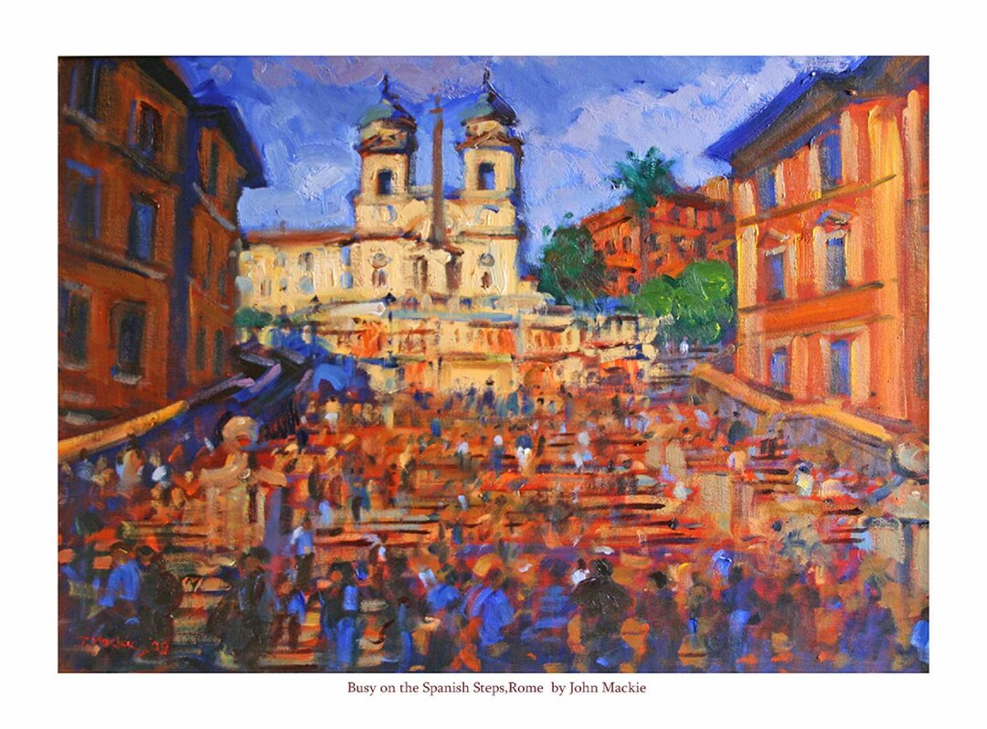 Busy on the Spanish Steps , Rome, Italy . Giclee by John Mackie - Etsy