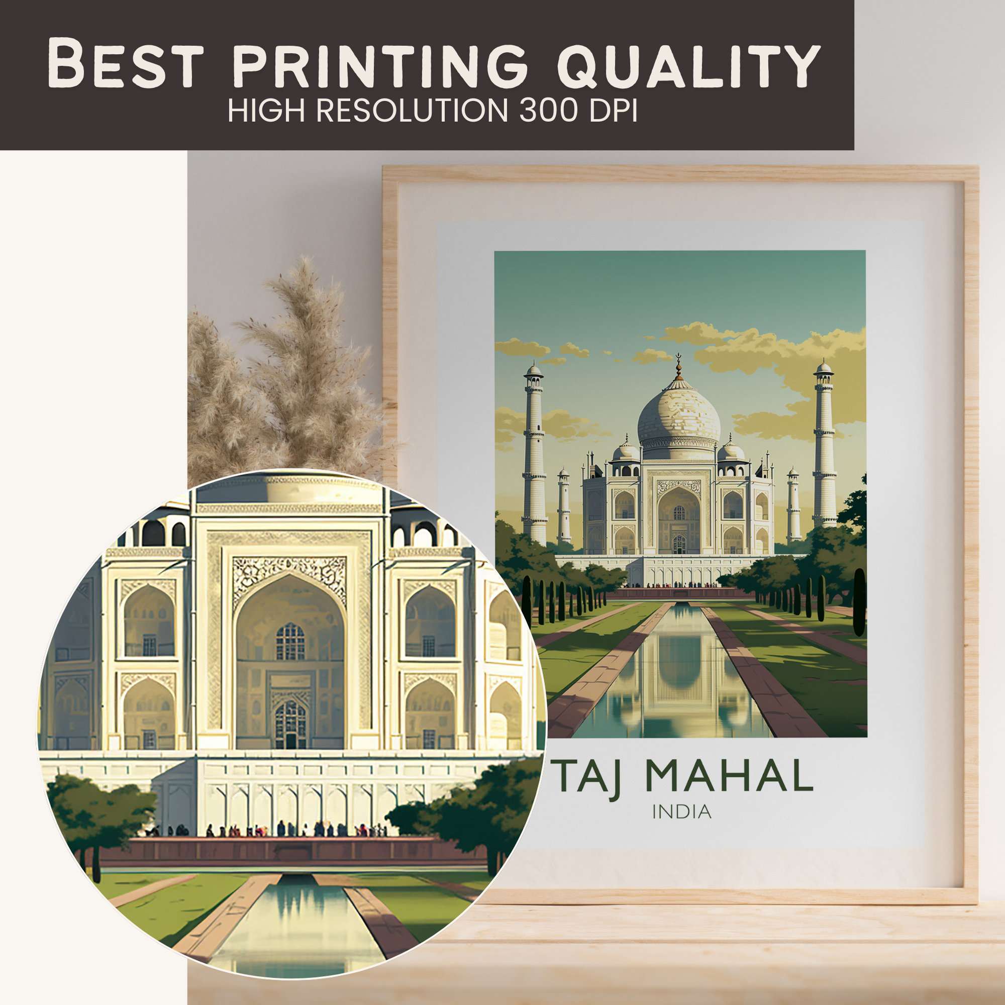 Taj Mahal Digital Print Printable Wall Art Digital Art Download Travel ...