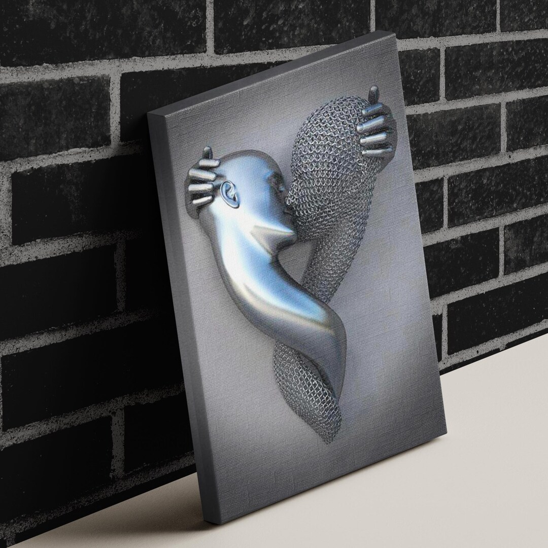 3D Silver Print, Silver Kiss Poster, Silver Canvas, Silver Effect Wall ...