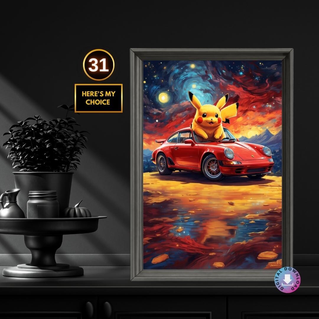 Porsche 911 Pikachu Digital Download Pikachu Printable Pikachu Digital ...