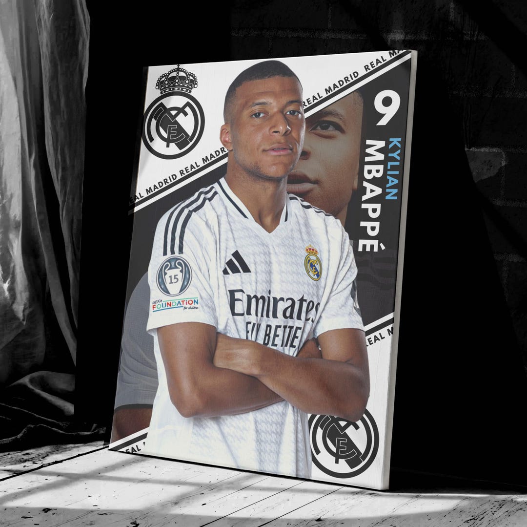 Mbappé Real Madrid Art Kylian Mbappe Canvas Print Mbappé Madrid Wall ...