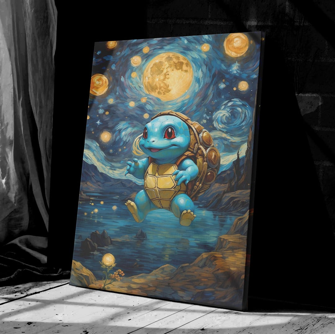 Squirtle Canvas Poster Starry Night Squirtle Canvas Squirtle Poster ...