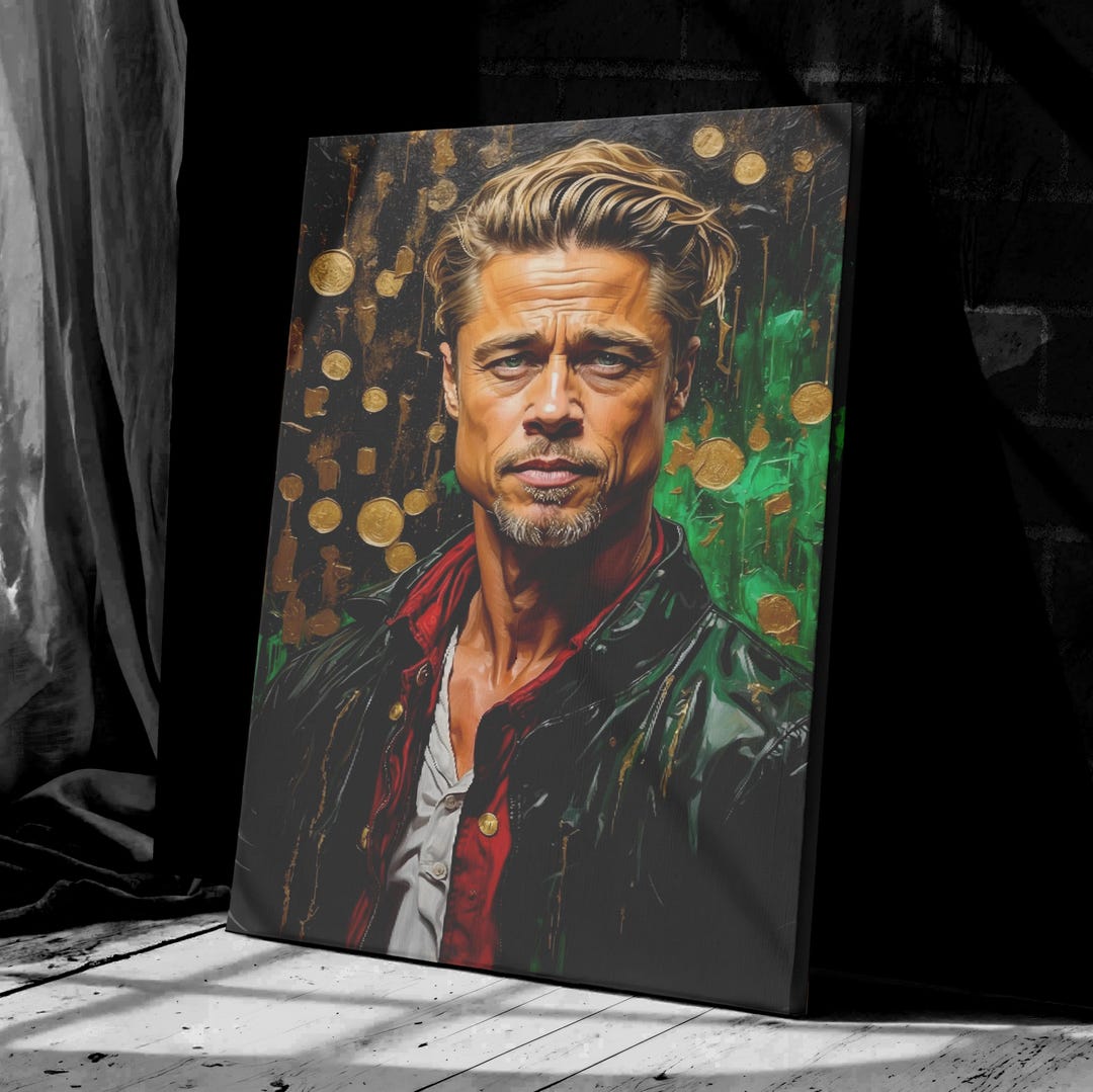 Brad Pitt Canvas Poster Oil Painting Look Brad Pitt Poster Brad Pitt ...
