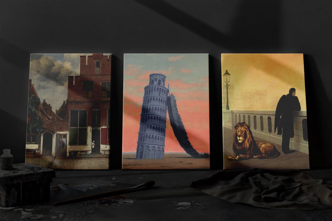 Homesickness Rene Magritte Canvas Art Set of 3 | Rene Magritte-inspired ...