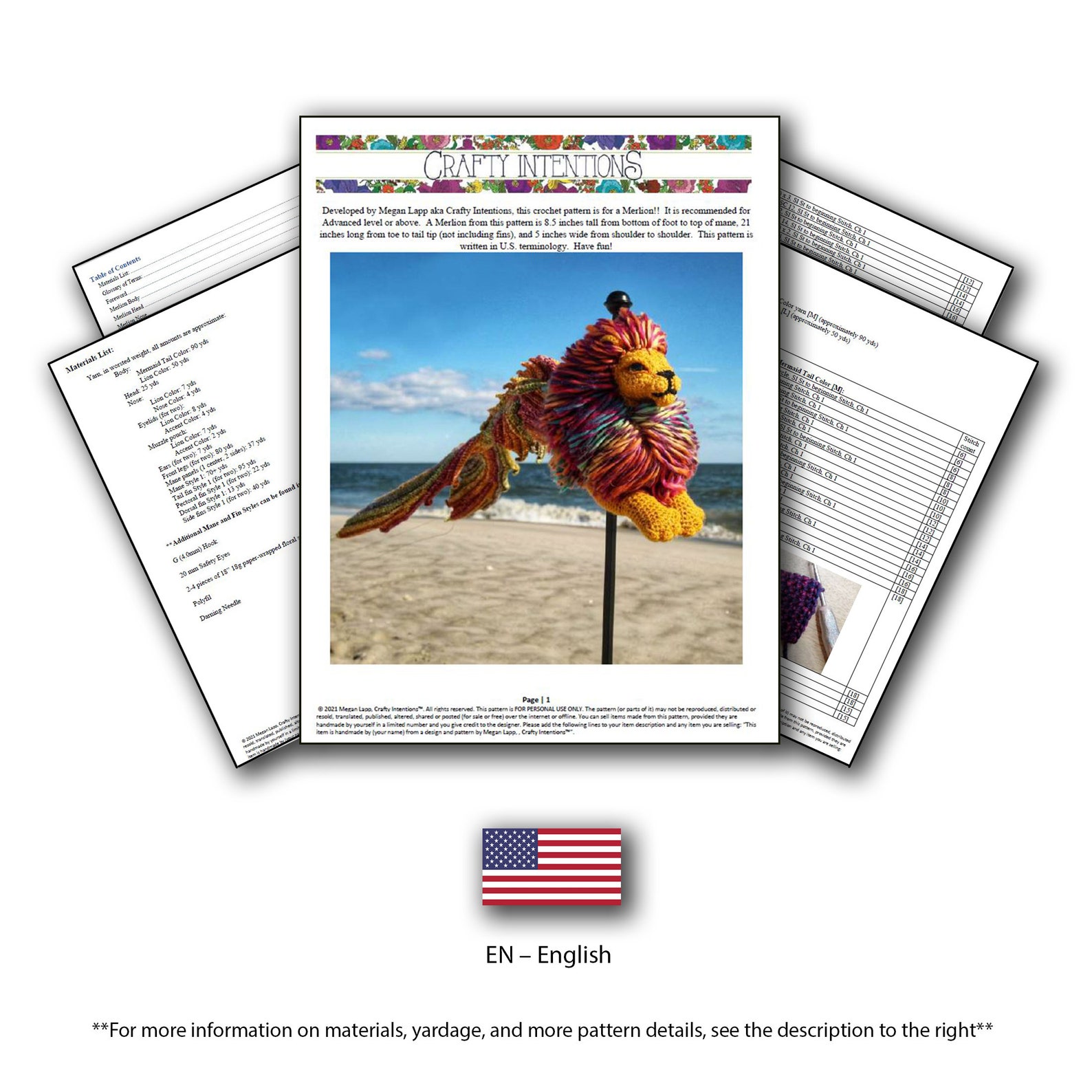 Merlion Crochet Pattern by Crafty Intentions DIGITAL PDF - Etsy