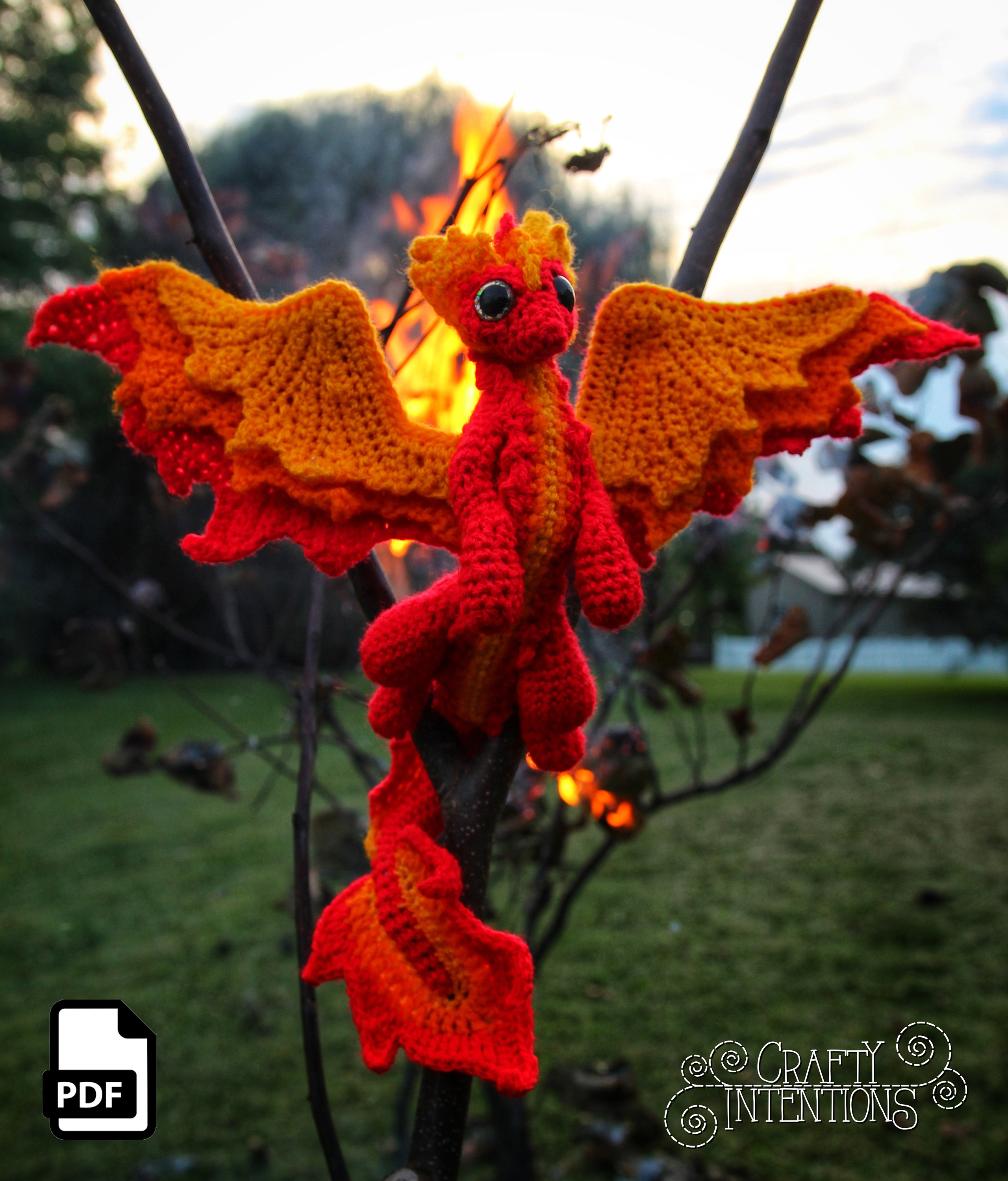 Elemental Fire Dragon Crochet Amigurumi Digital PDF Pattern by - Etsy