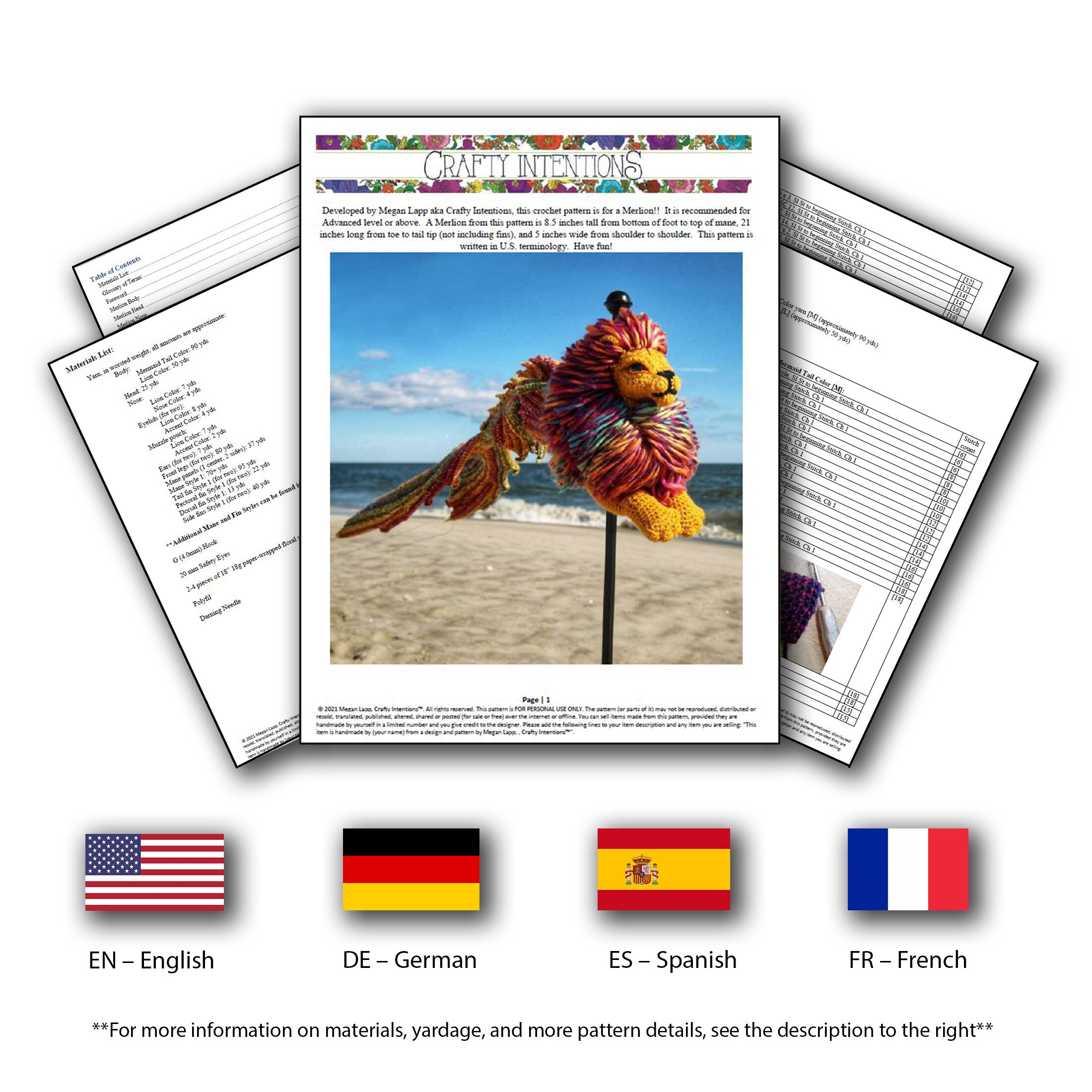 Merlion Crochet Pattern by Crafty Intentions DIGITAL PDF - Etsy