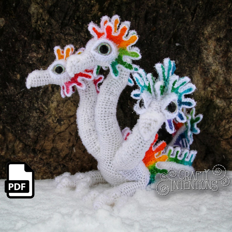 Hydra Three Headed Dragon Crochet Amigurumi Pattern DIGITAL - Etsy