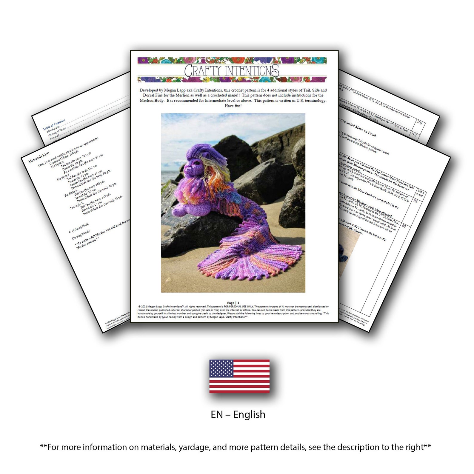 Add-on Merlion Tails and Fins Crochet Pattern by Crafty | Etsy