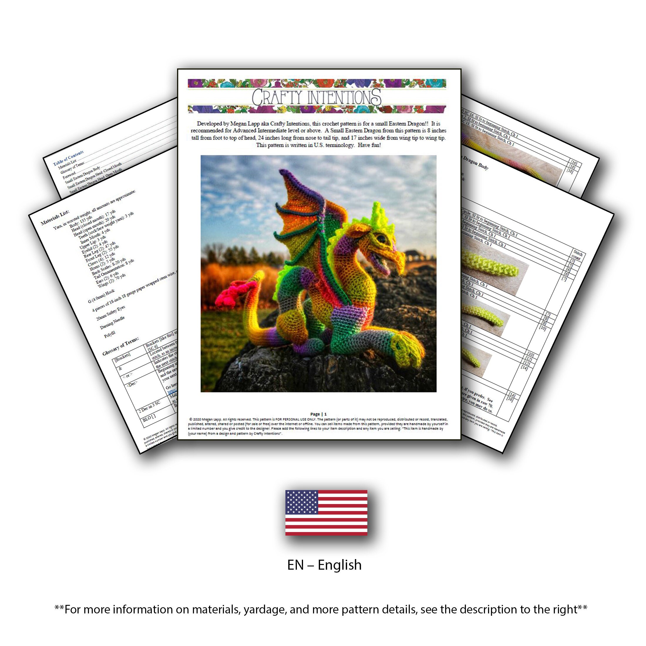 Small Eastern Dragon Crochet Amigurumi Pattern DIGITAL PDF by | Etsy