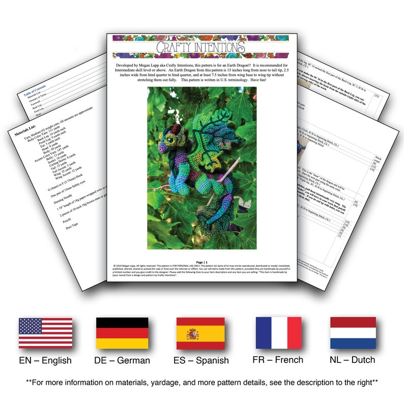 Elemental Earth Dragon Crochet Amigurumi Digital PDF Pattern - Etsy