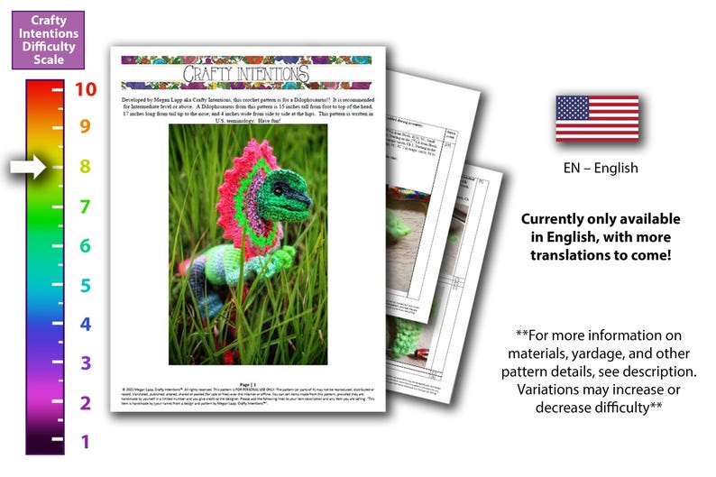 Dilophosaurus Crochet Pattern by Crafty Intentions DIGITAL PDF ...