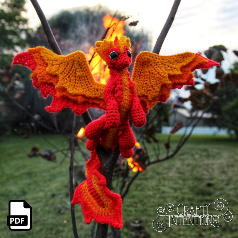 Elemental Fire Dragon Crochet Amigurumi Digital PDF Pattern by - Etsy
