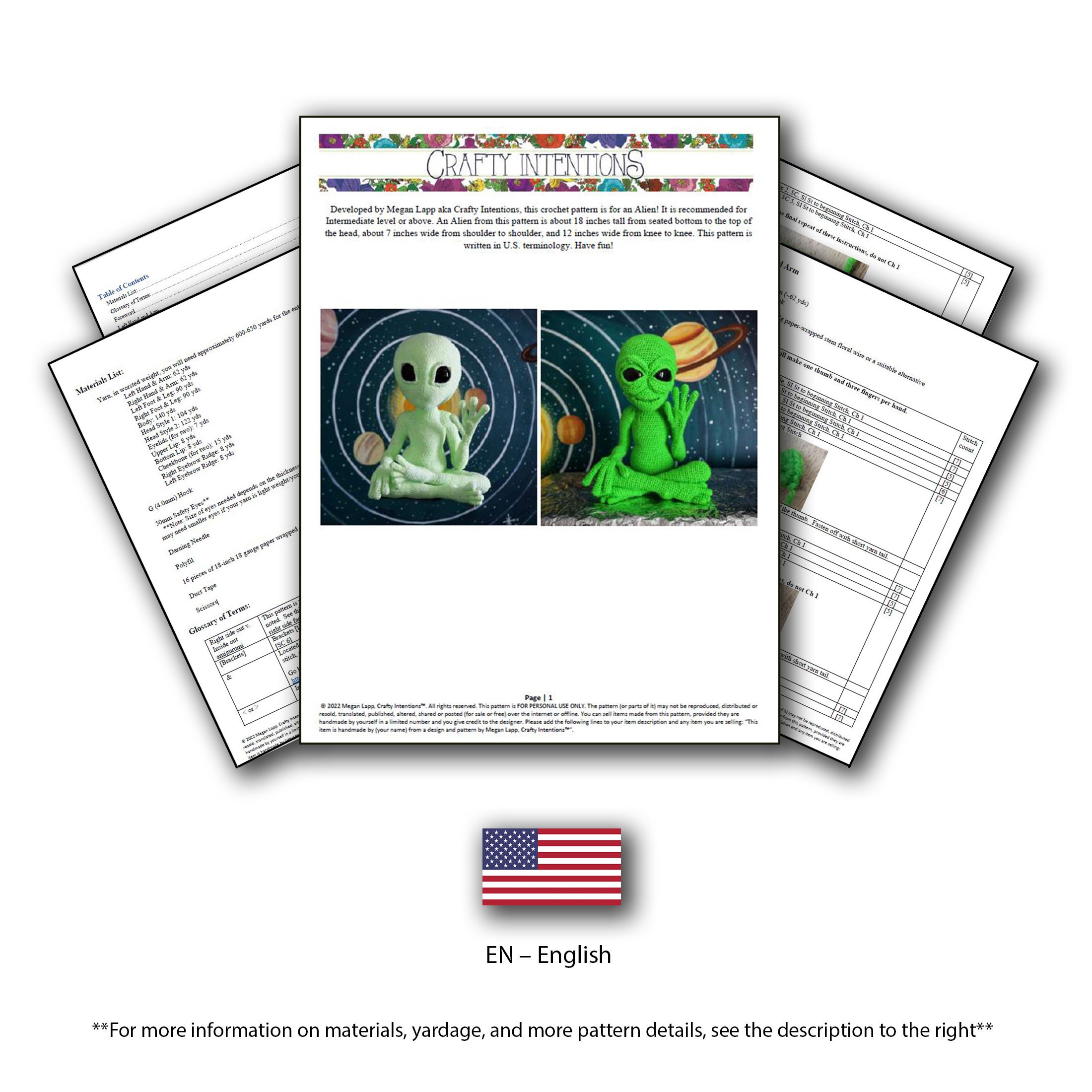 Alien Crochet Amigurumi Pattern DIGITAL Download PDF by Crafty - Etsy