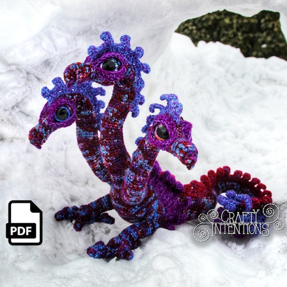 Hydra Three Headed Dragon Crochet Amigurumi Pattern DIGITAL | Etsy UK