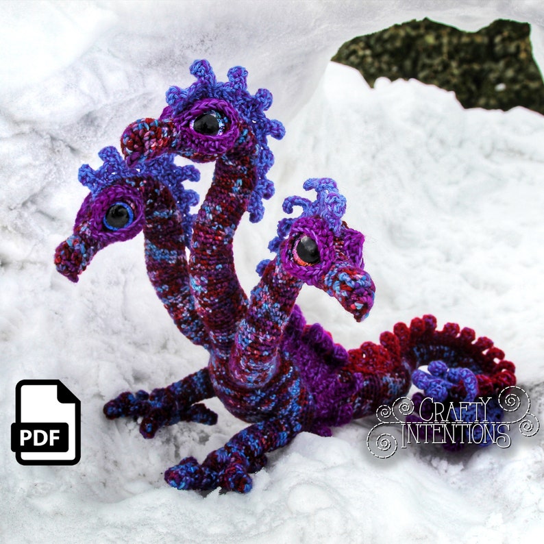 Hydra Three Headed Dragon Crochet Amigurumi Pattern DIGITAL PDF by ...
