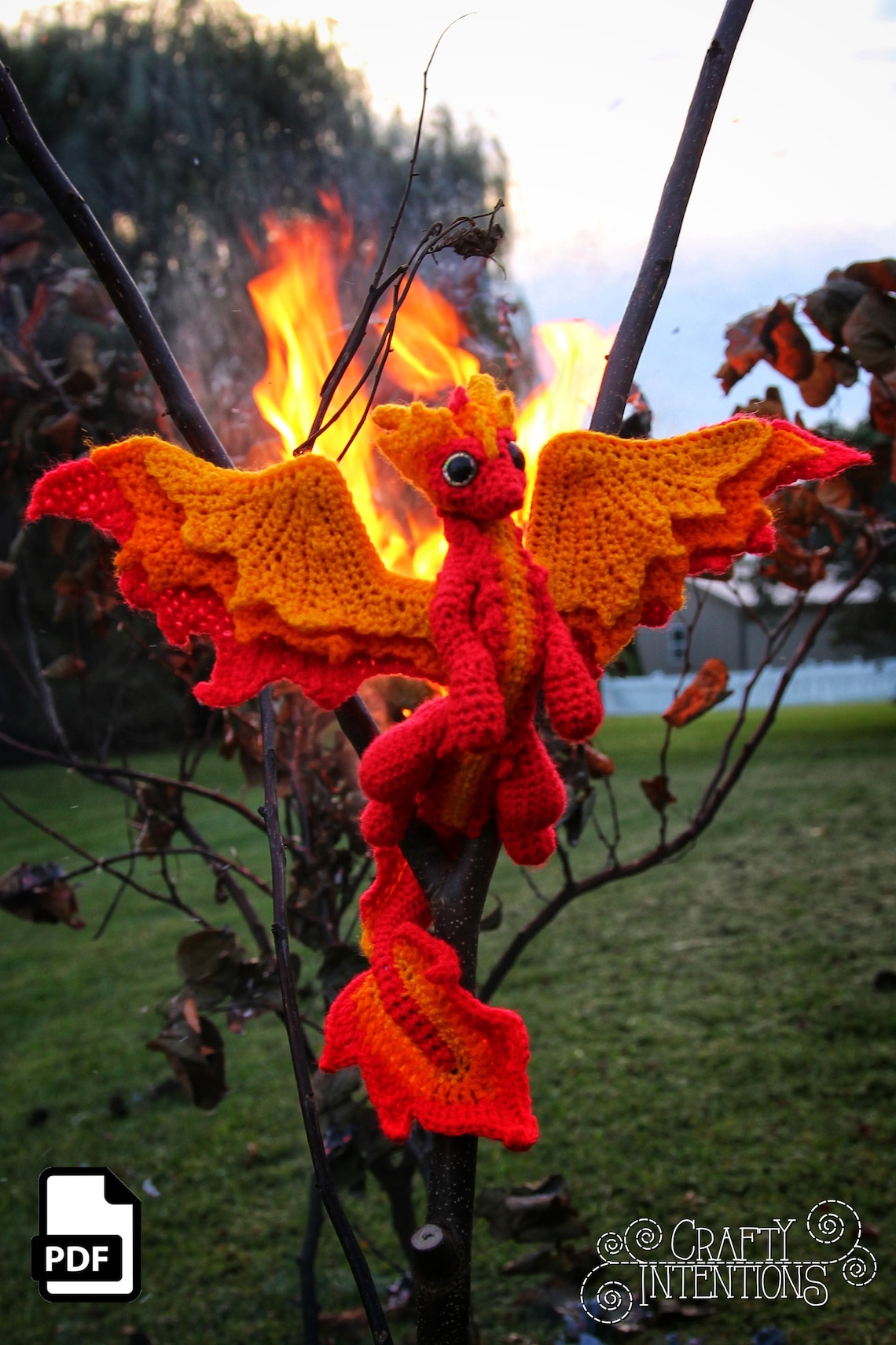Elemental Fire Dragon Crochet Amigurumi Digital PDF Pattern by - Etsy
