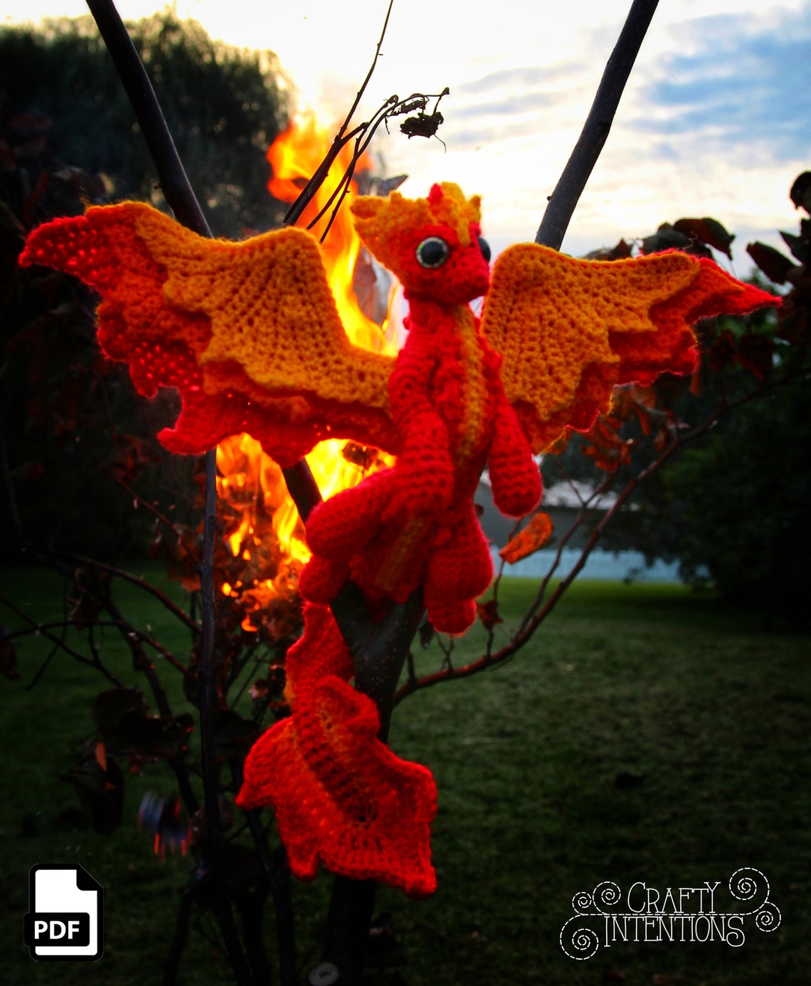 Elemental Fire Dragon Crochet Amigurumi Digital PDF Pattern by - Etsy