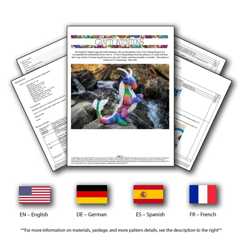 Curvy Flying Dragon Crochet Amigurumi Pattern DIGITAL PDF by - Etsy