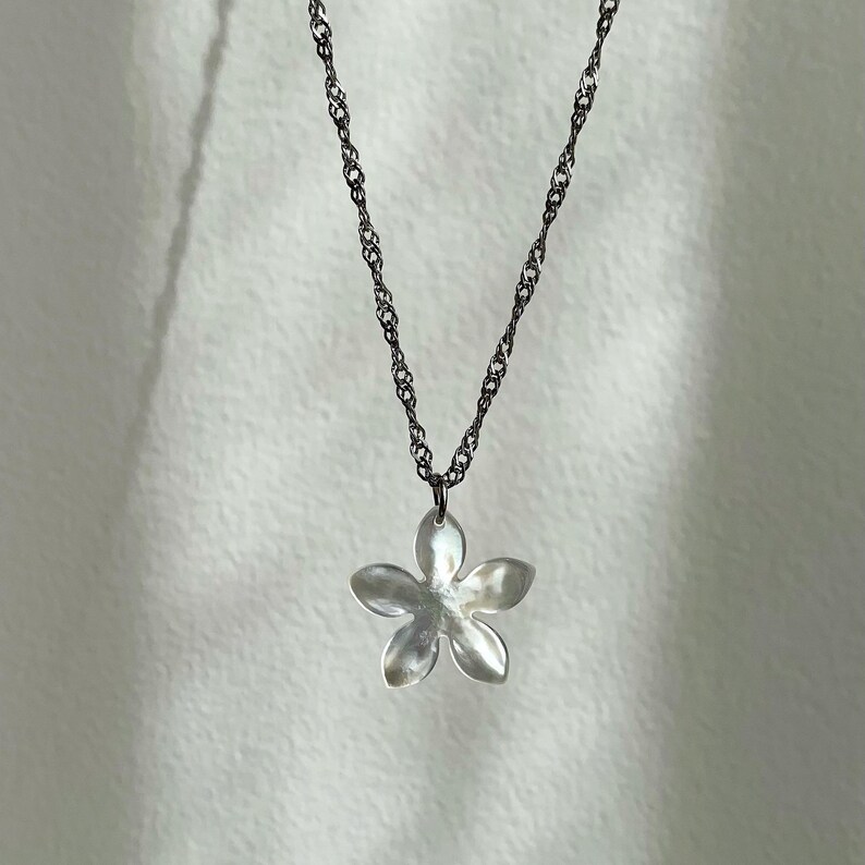 Hawaiian Flower Necklace, Shell Flower Necklace, Stainless Steel ...