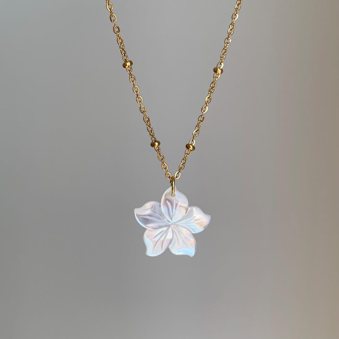 White Shell Azalea Flower Necklace, Bridesmaid Gift, Waterproof Anti ...