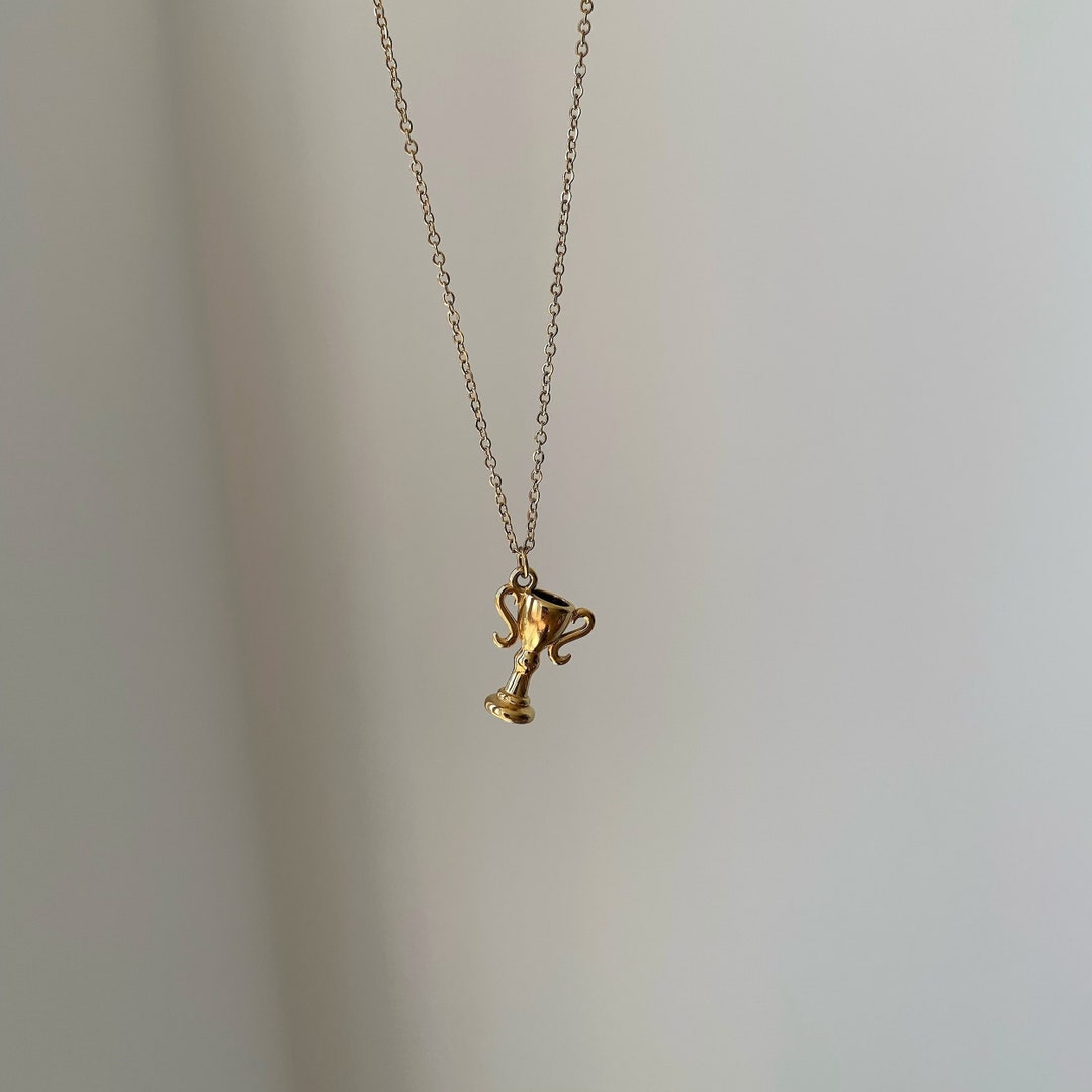 Gold Trophy Pendant Necklace, Champion Trophy Pendant, Lucky Charm ...