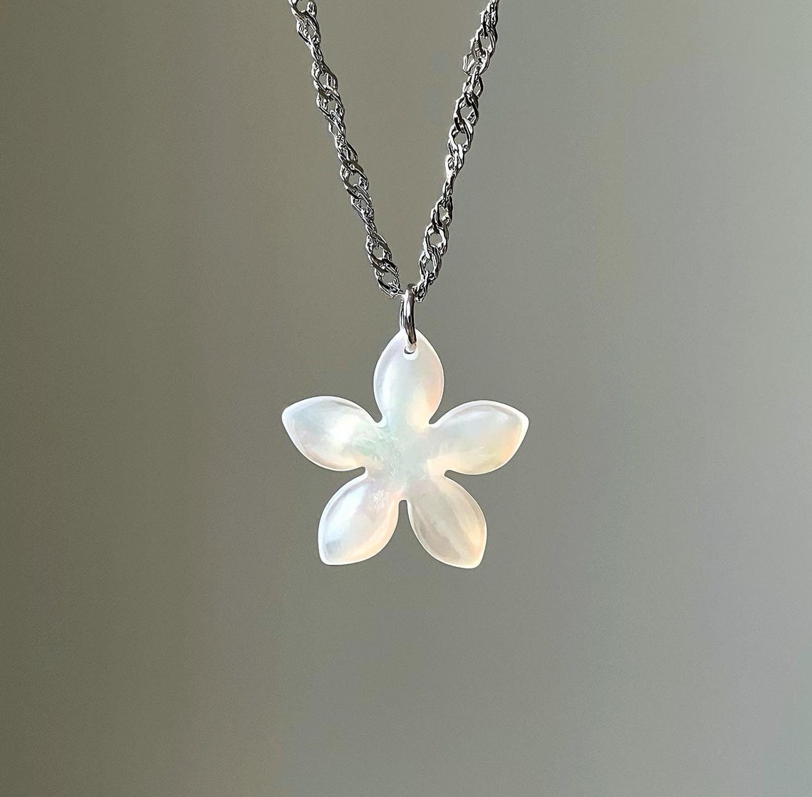 Hawaiian Flower Necklace, Shell Flower Necklace, Stainless Steel ...