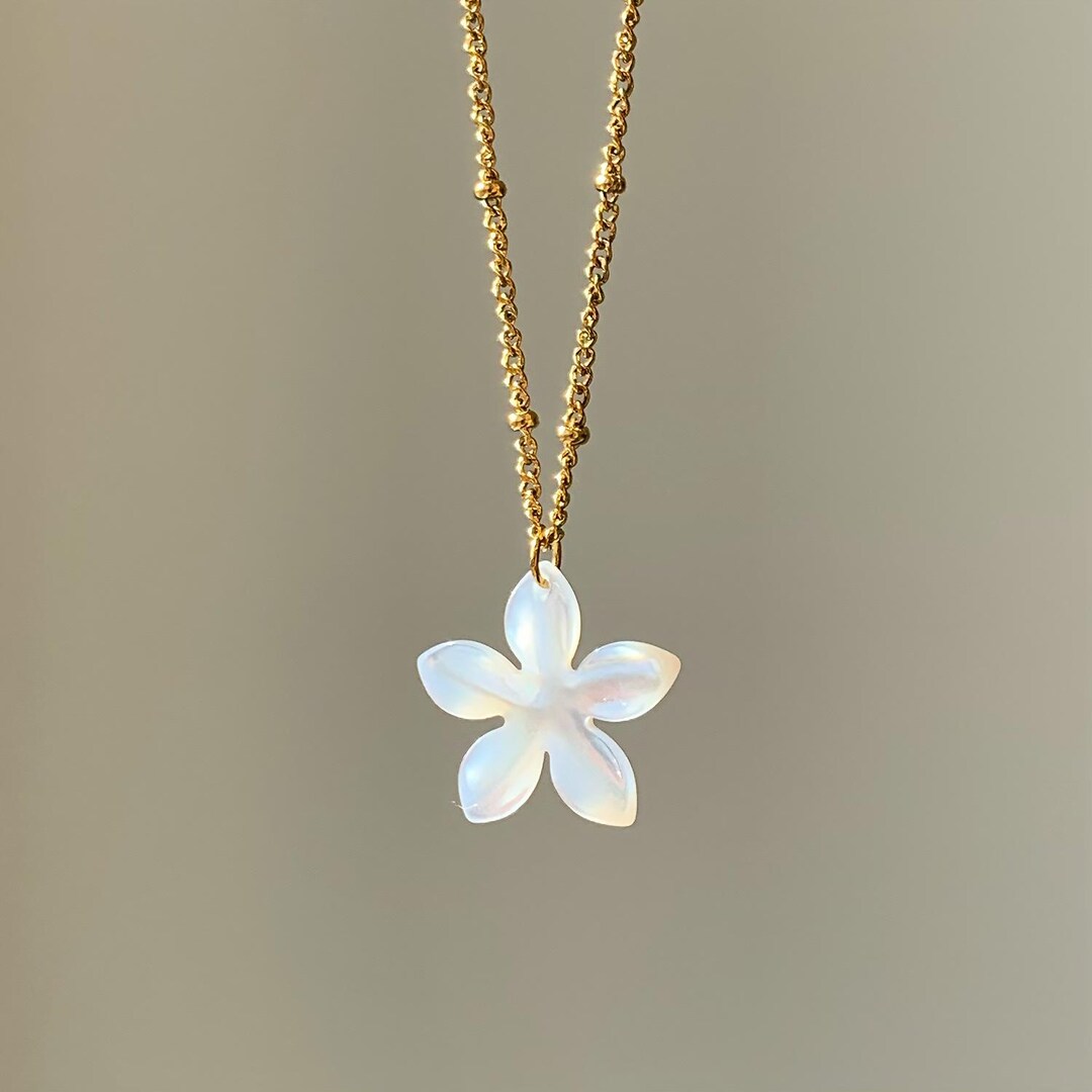 Shell Flower Necklace, Boho Gold Layered Necklace, Beach Necklace ...