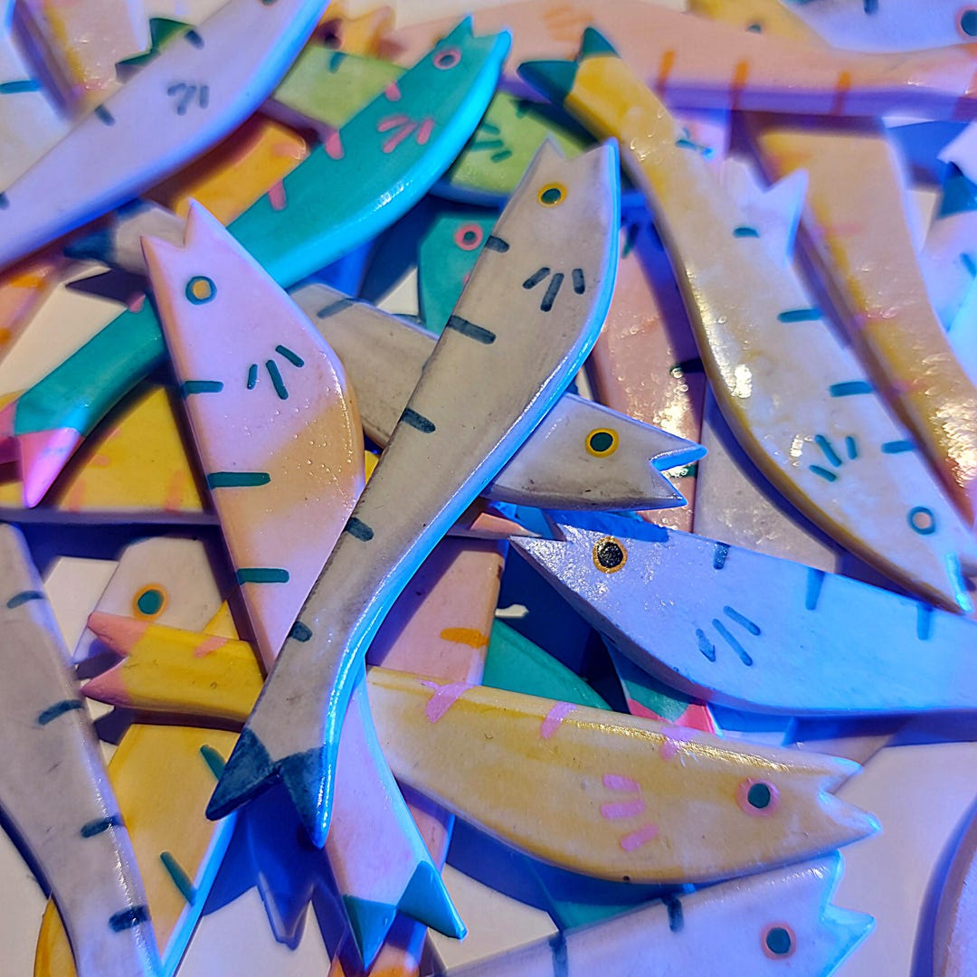 Handmade Polymer Clay Fish Figure – Pocket Sardines, Custom Colors - Etsy