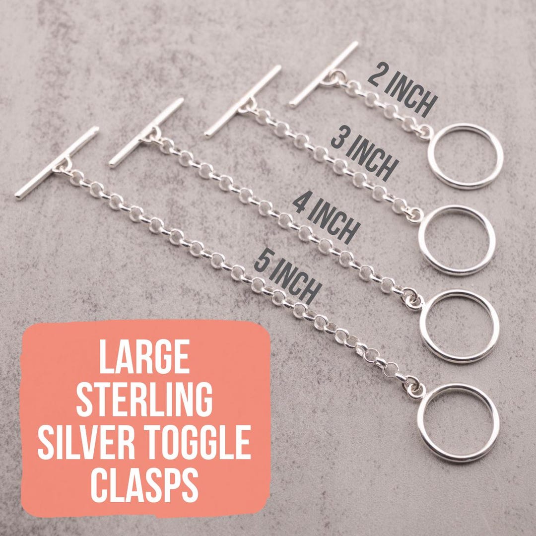 Large Sterling Silver Toggle Clasp Extender Necklace Extension 2 Inch ...