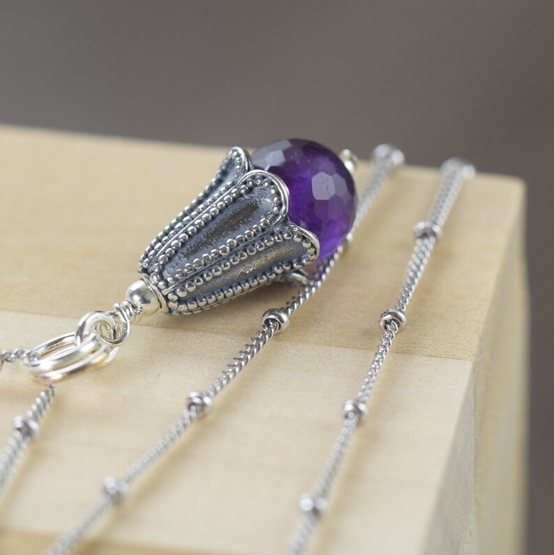 Aquarius and Pisces Birthstone Necklace, Purple Cape Amethyst Gemstones ...