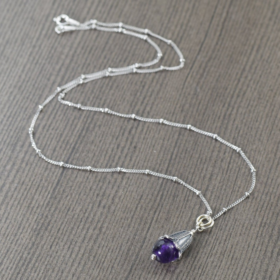 Aquarius and Pisces Birthstone Necklace, Purple Cape Amethyst Gemstones ...