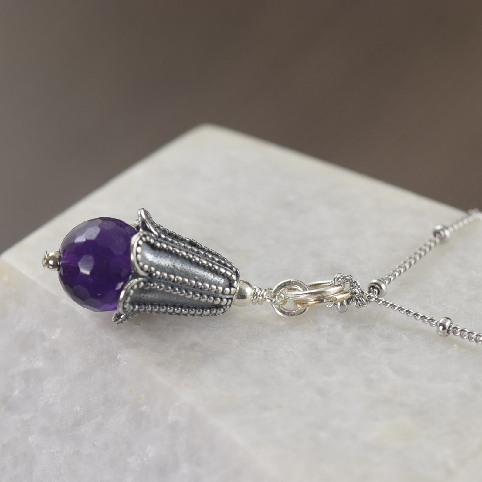 Aquarius and Pisces Birthstone Necklace, Purple Cape Amethyst Gemstones ...