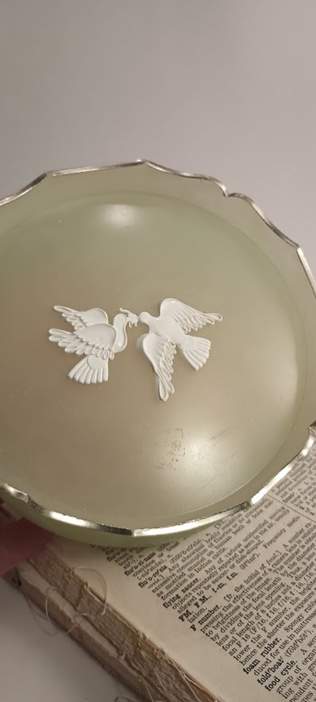 Vintage Avon Dusting Powder Container Translucent Light Green Rapture ...