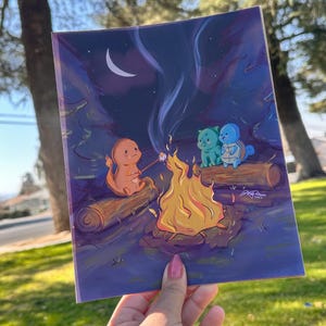 Campfire Tales | Pokemon Original Art Print | Charmander, Bulbasaur ...