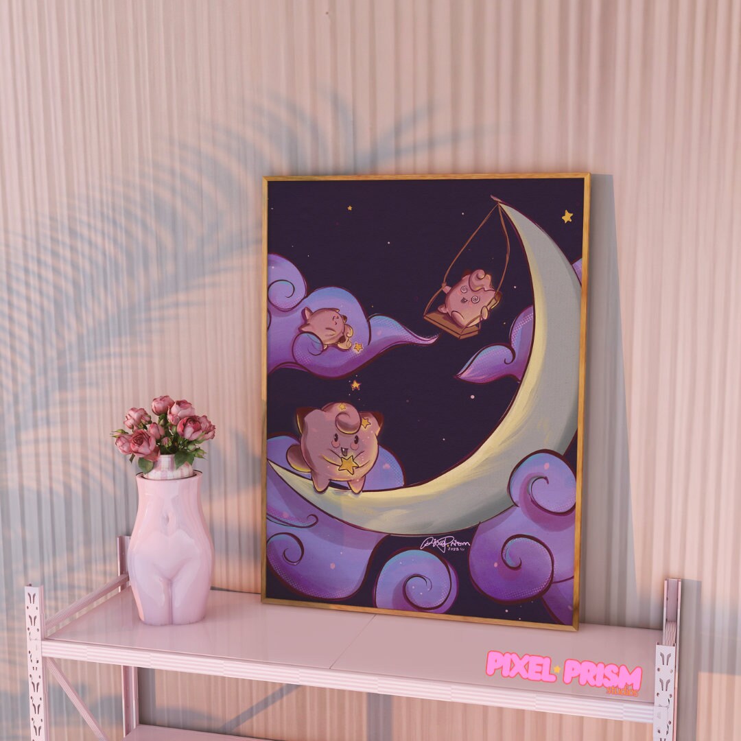 The Moon Cult Clefairy Original Pokemon Art Print - Etsy