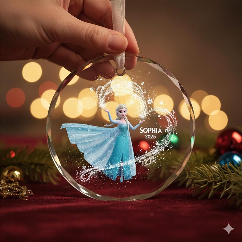 Personalized Frozen Elsa Ornament, Custom Disney Princess Christmas Keepsake, Elsa Holiday Tree ...
