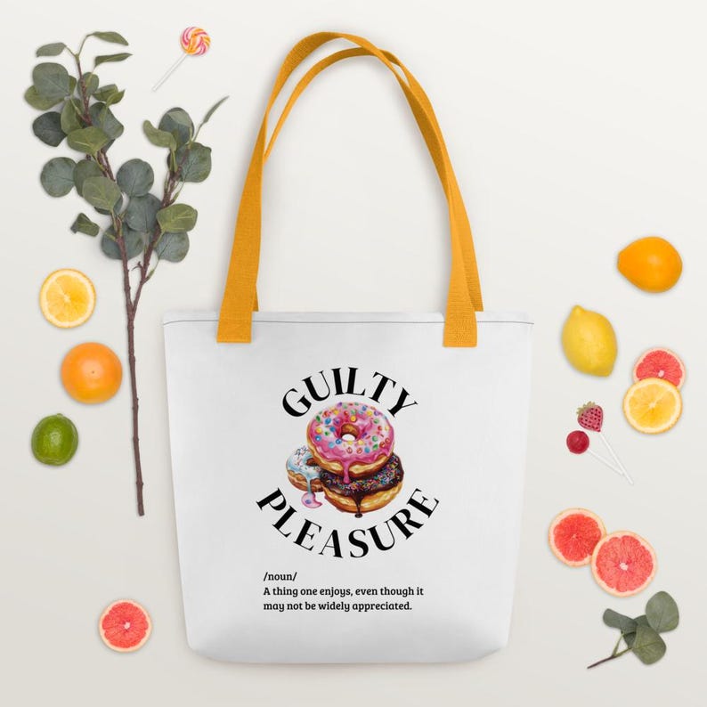 Donut Lover Tote Bag, Quirky Definition Print, Spacious Cotton Canvas ...