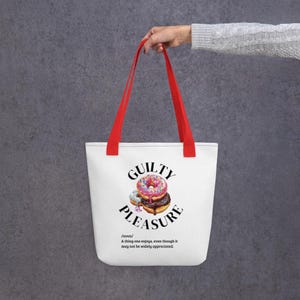Donut Lover Tote Bag, Quirky Definition Print, Spacious Cotton Canvas ...