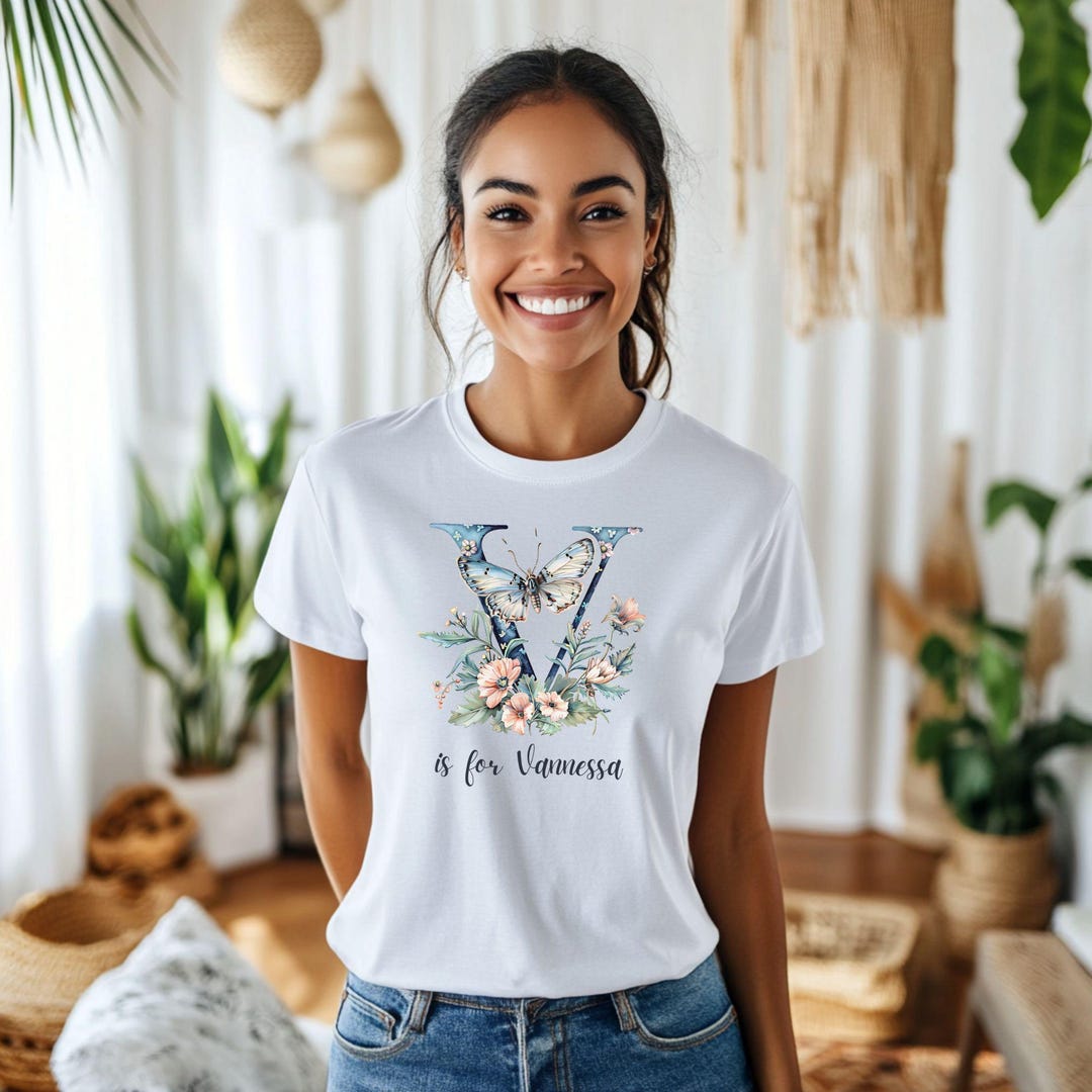 Personalized Monogram Shirt for Women, Custom Initial and Name, Floral ...