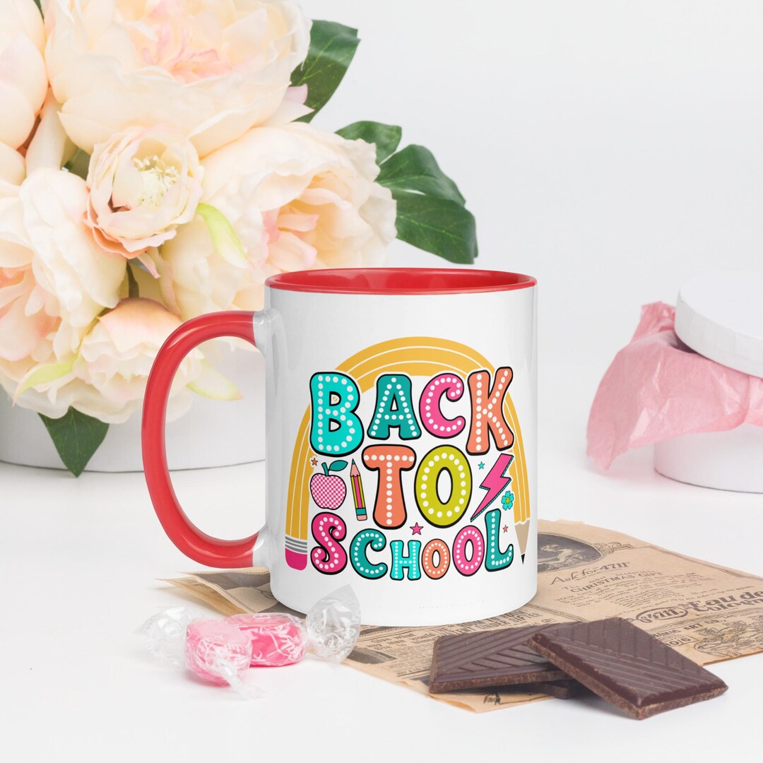 Teacher Appreciation Gift, Back to School Mug With Colorful Rim and ...