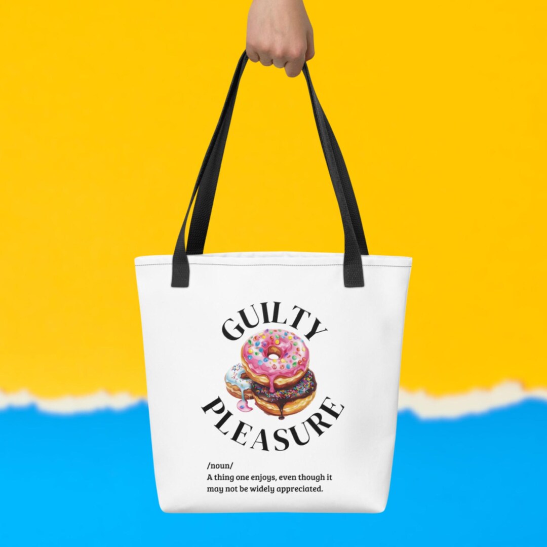 Donut Lover Tote Bag, Quirky Definition Print, Spacious Cotton Canvas ...