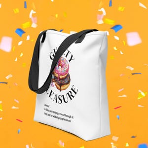 Donut Lover Tote Bag, Quirky Definition Print, Spacious Cotton Canvas ...