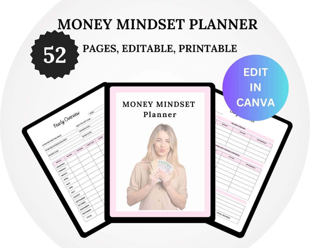 Money Mindset Planner - Printable Digital Planner for Budgeting ...