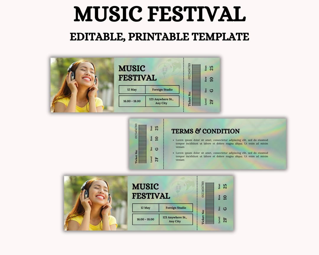 Music Concert Ticket – Custom Event Admission – Personalized Ticket for ...