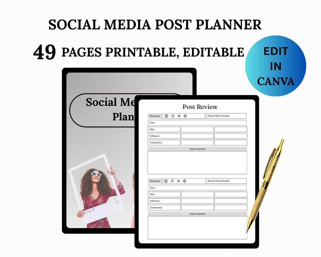 Social Media Post Planner, Content Calendar, Social Media Organizer ...
