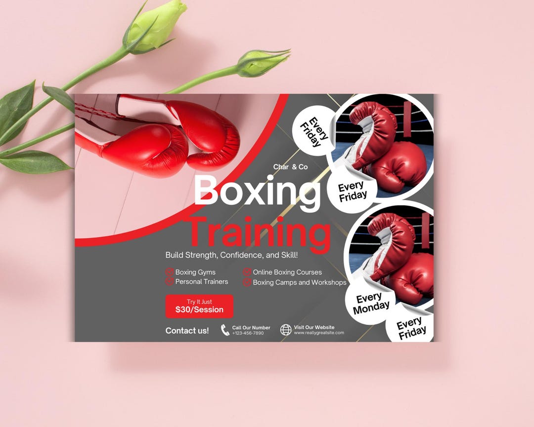 Boxing Training Poster – Customizable Workout Poster for Boxing Classes ...